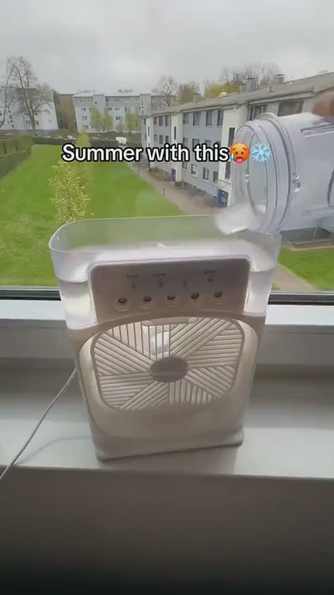 Portable 3-in-1 Air Cooler Fan with Humidifier Mist & LED Light (9 Inc ...